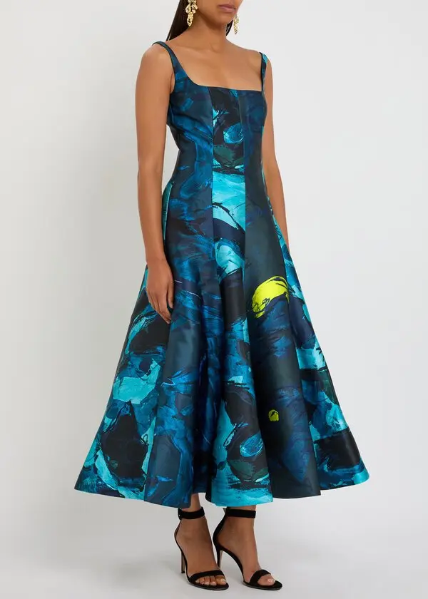 ROKSANDA Zelia Printed Satin-twill Midi Dress - Multicoloured