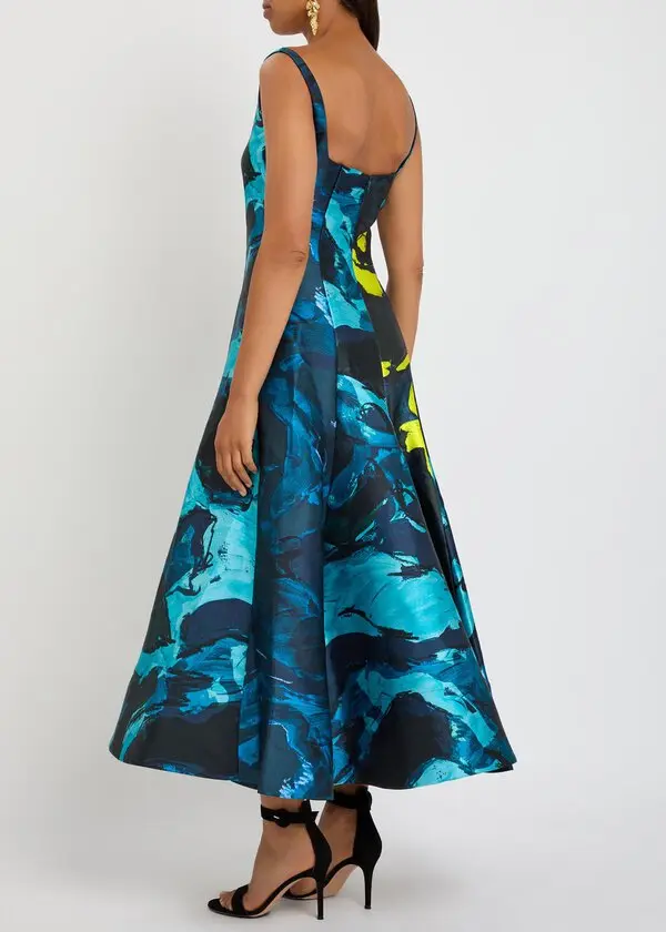 ROKSANDA Zelia Printed Satin-twill Midi Dress - Multicoloured