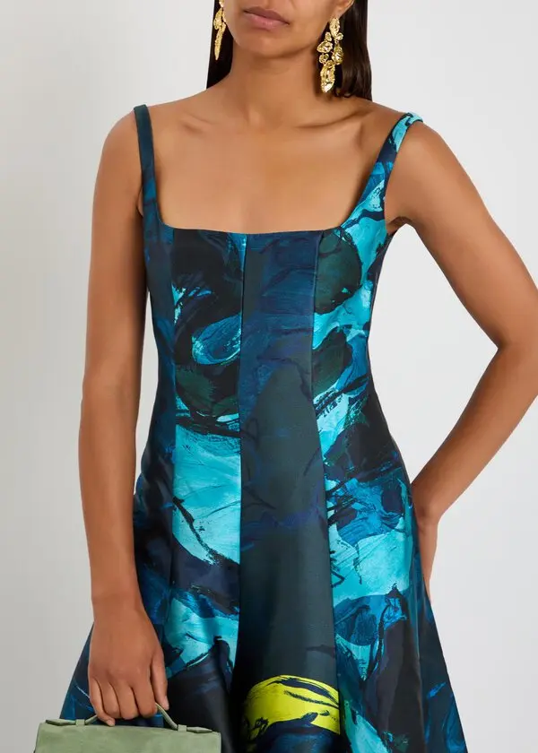 ROKSANDA Zelia Printed Satin-twill Midi Dress - Multicoloured