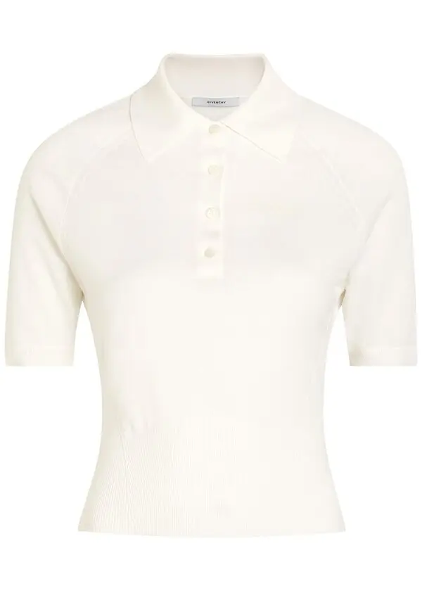 Givenchy Logo-embroidered Cotton And Silk-blend Polo Shirt - Ivory