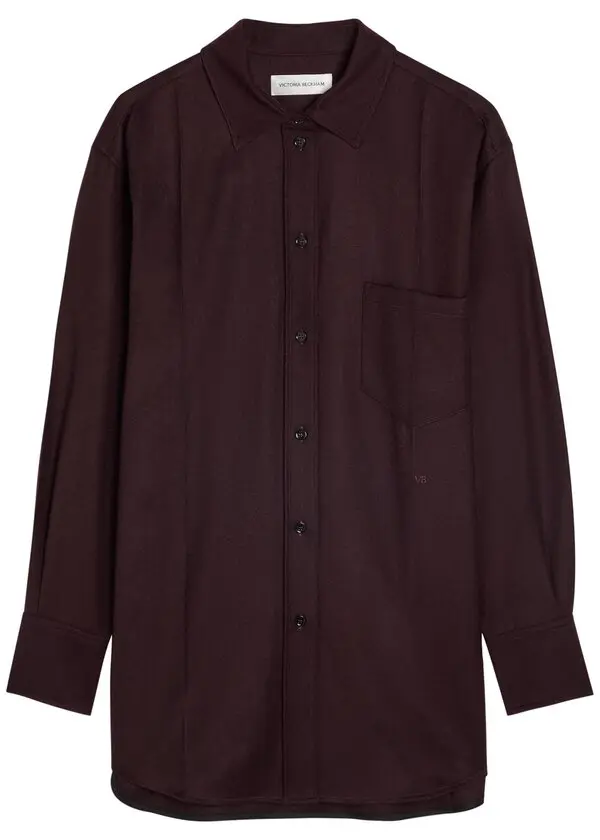 Victoria Beckham Remi Oversized Wool Shirt - Bordeaux