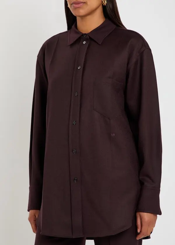 Victoria Beckham Oversized Wool Shirt - Bordeaux