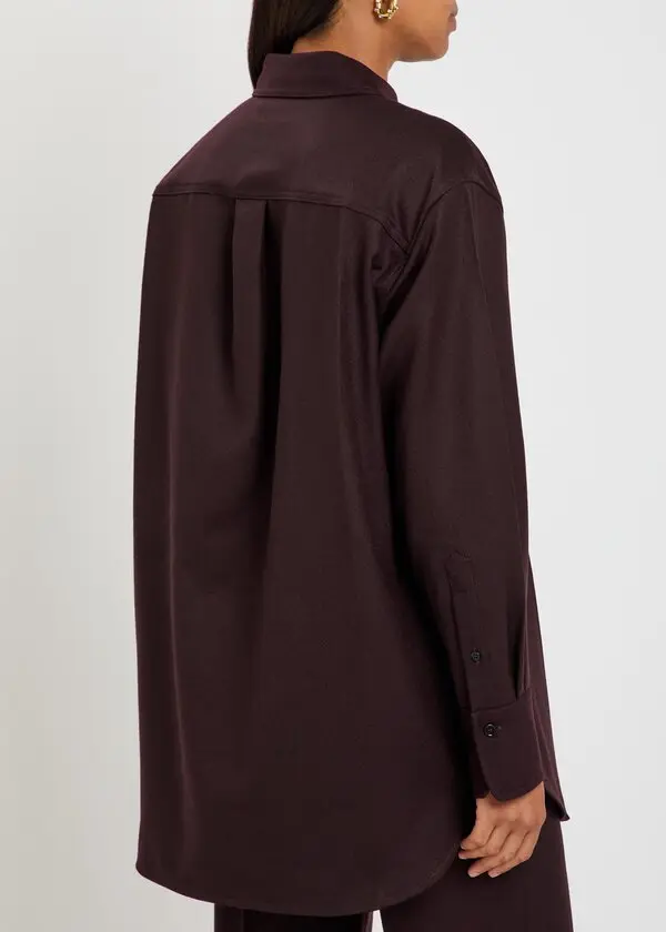 Victoria Beckham Oversized Wool Shirt - Bordeaux