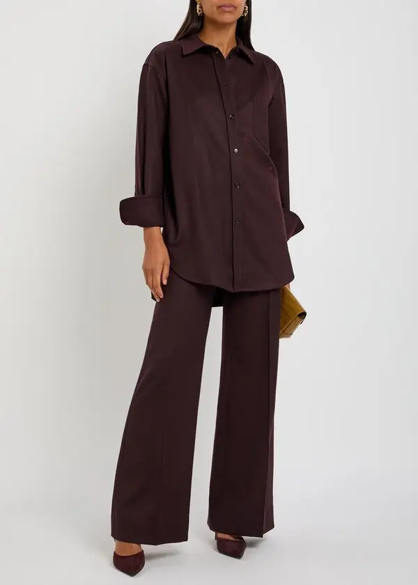 Victoria Beckham Oversized Wool Shirt - Bordeaux