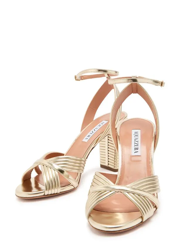 AQUAZZURA Very Sundance 85 Metallic Leather Sandals