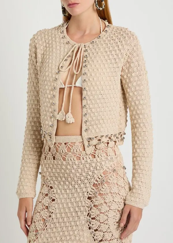 Rabanne Crochet Bead-embellished Cotton Cardigan