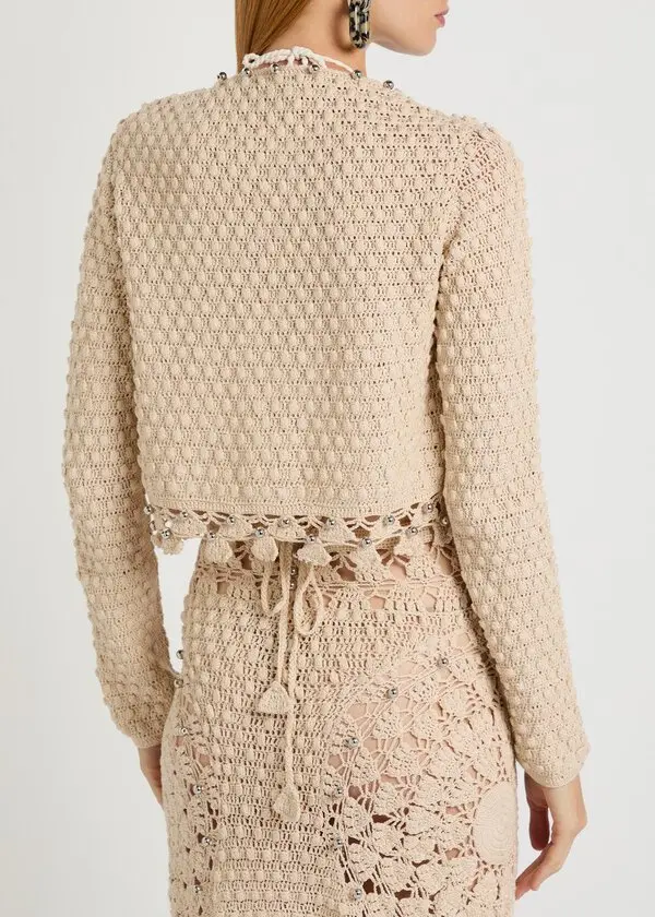 Rabanne Crochet Bead-embellished Cotton Cardigan