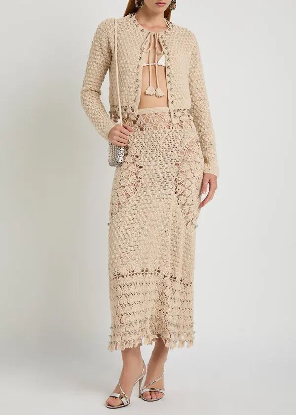 Rabanne Crochet Bead-embellished Cotton Cardigan