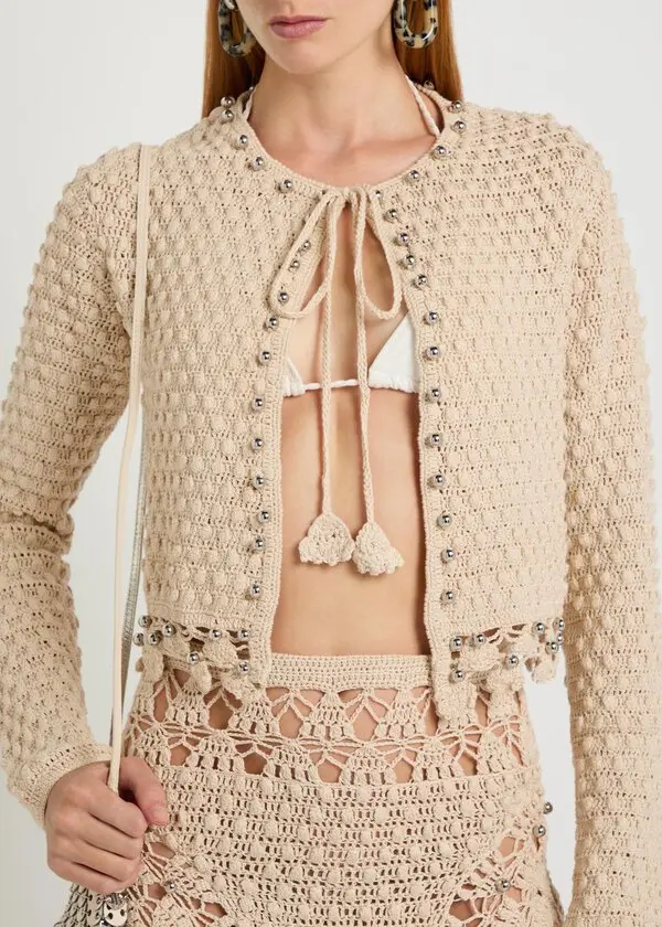 Rabanne Crochet Bead-embellished Cotton Cardigan