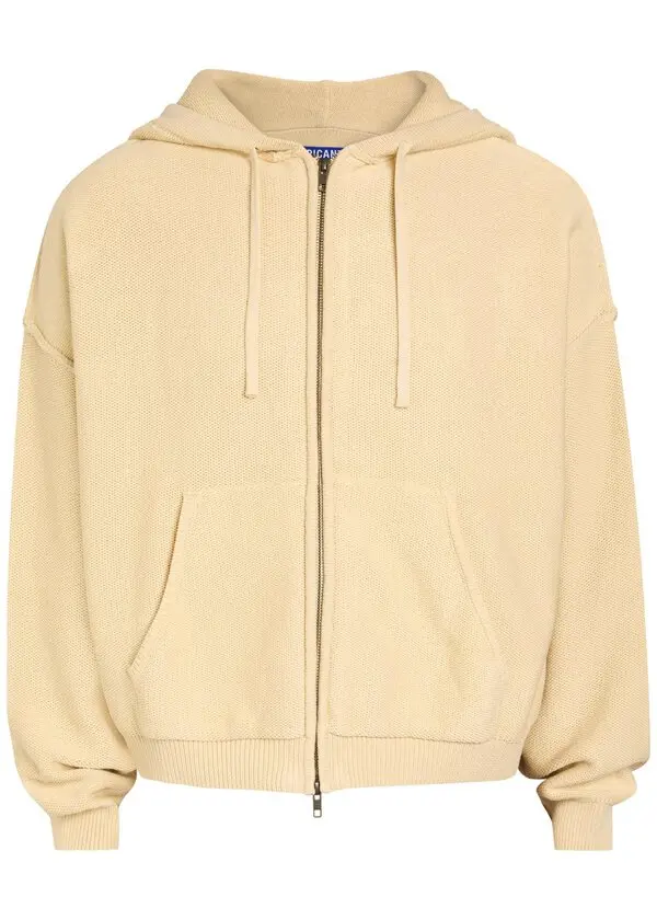 PICANTE Senna Logo Hooded Zip-through Cotton-knit Jumper - Sand