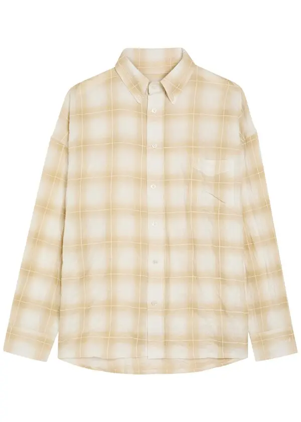 PICANTE Rocco Checked Crinkled Cotton-blend Overshirt - Ivory