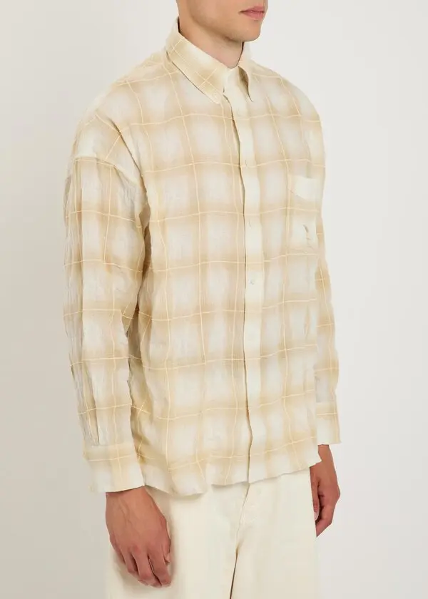 PICANTE Rocco Checked Crinkled Cotton-blend Overshirt