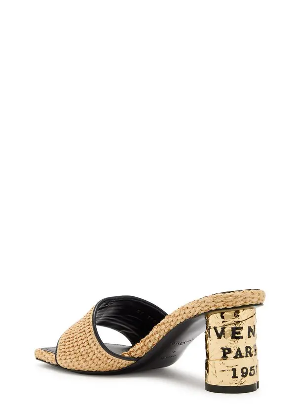 Givenchy 65 Foil-effect Heel Raffia Mules