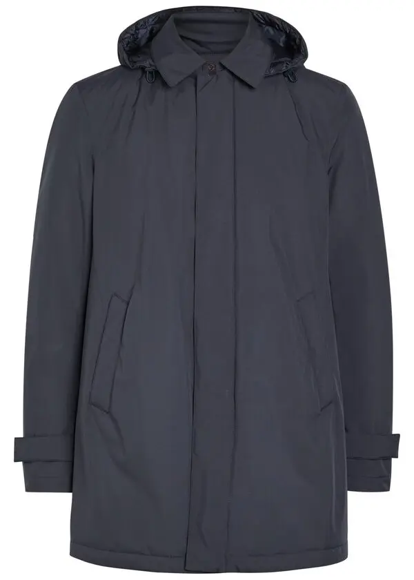 Herno Waterproof Padded Hooded Shell Jacket - Dark Blue