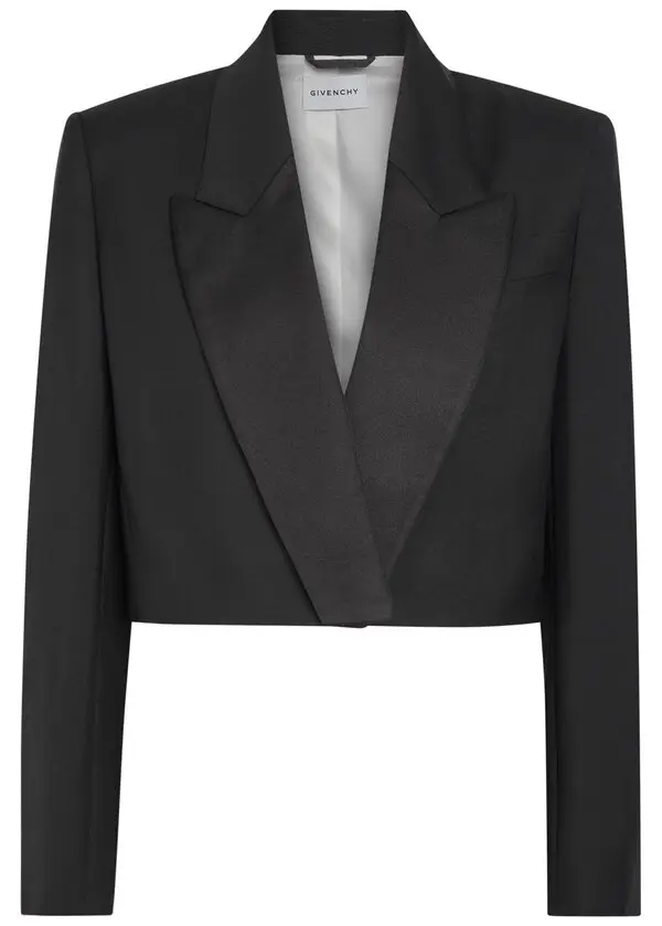 Givenchy Wool And Mohair-blend Cropped Blazer - Black
