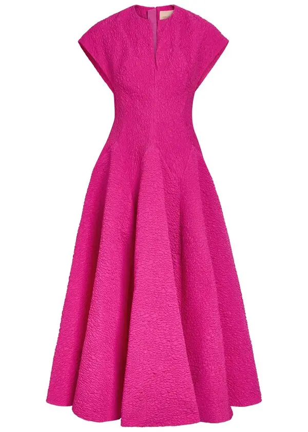 ROKSANDA Rova Cloqué Midi Dress - Fuchsia