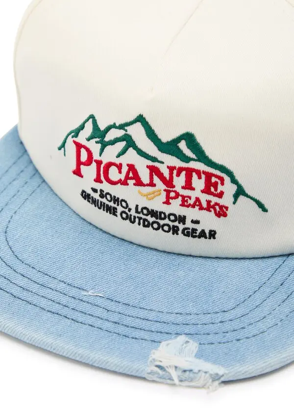 PICANTE Peaks Embroidered Cotton And Denim Cap