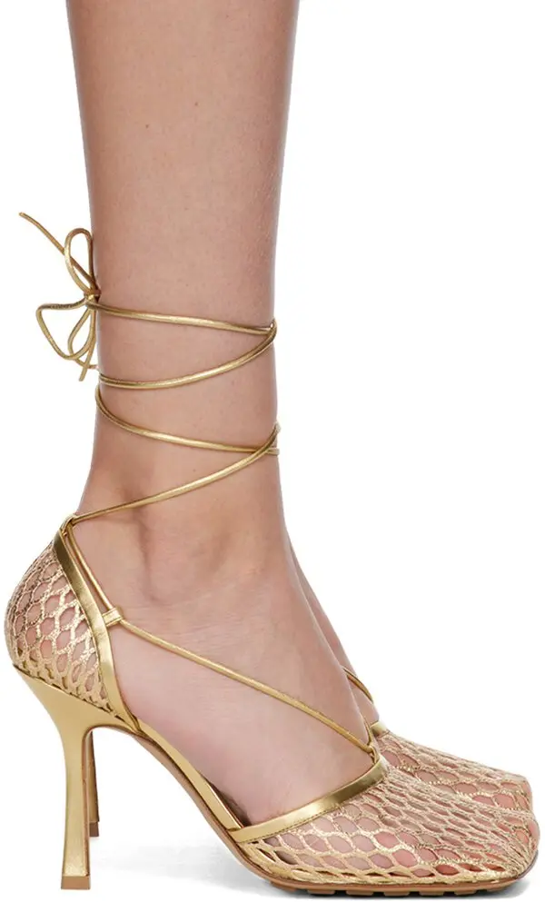 Bottega Veneta Stretch Lace-up Stiletto Sandal - Nude