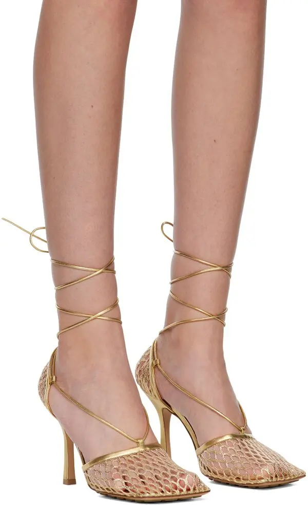 Bottega Veneta Stretch Lace-up Stiletto Sandal - Nude