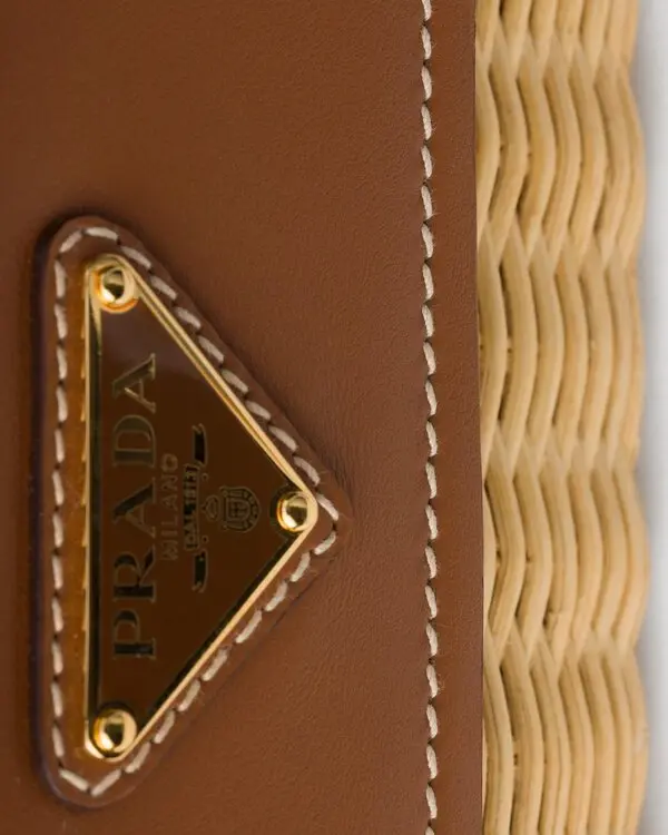 Prada Wicker And Leather Shoulder Bag