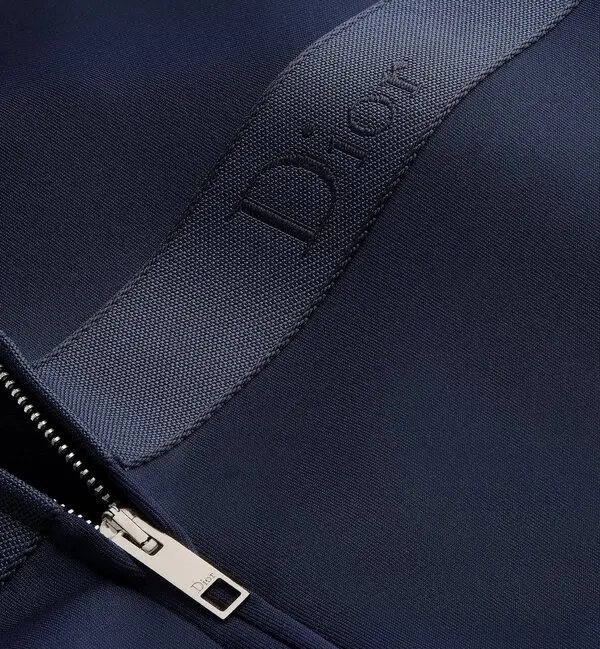 Dior Long-sleeved Zip-up Jacket With Logo Jacquard - Navy Blue