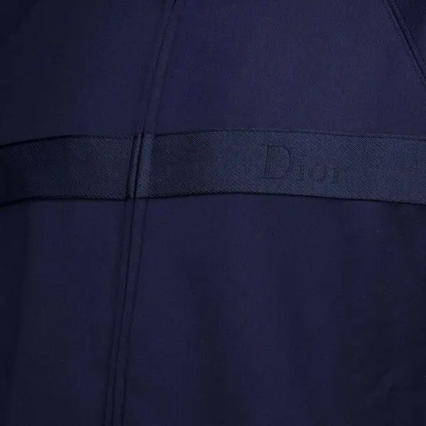 Dior Long-sleeved Zip-up Jacket With Logo Jacquard - Navy Blue