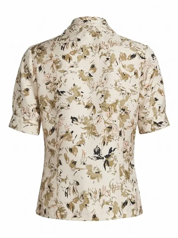 Max Mara Printed Silk Twill Short Sleeve Shirt