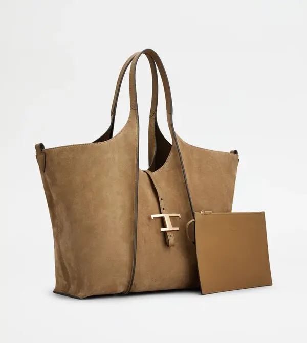TOD'S T Timeless Shopping Bag In Suede Medium