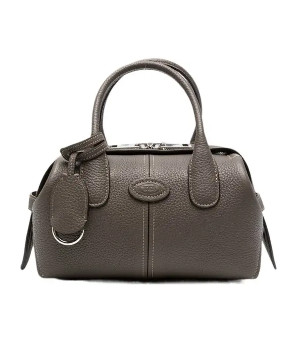 TOD'S Logo-patch Pebbled Tote Bag - Grey