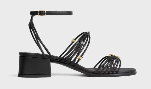 Celine Clemence Heeled Sandal In Goatskin - Black
