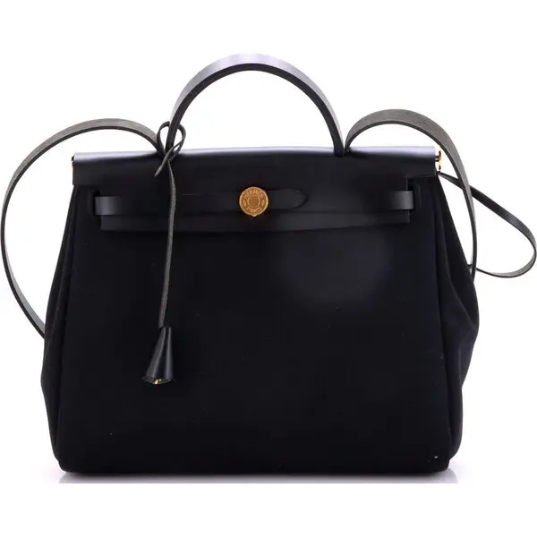 Hermès Herbag Zip Leather And Toile 31 - Noir