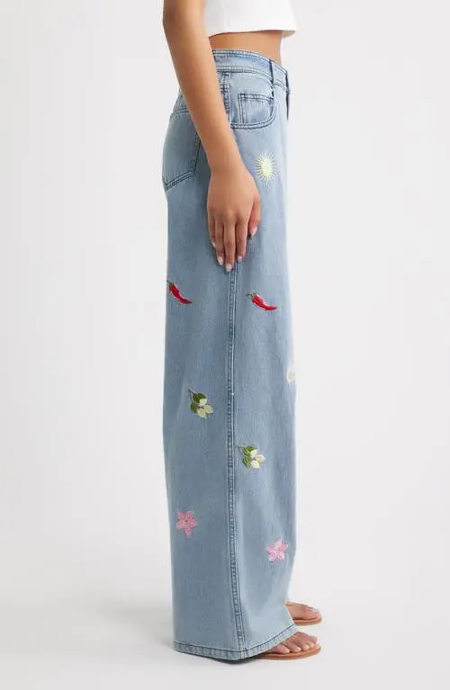 KULANI KINIS Embroidered Wide Leg Jeans