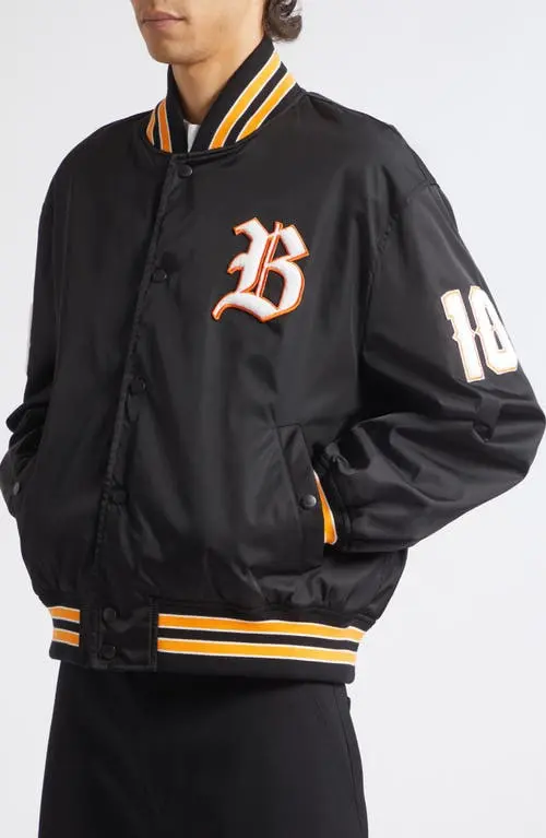 Balenciaga Oversized Nylon Varsity Bomber Jacket - 1000 Black