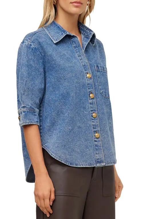 Fifteen Twenty Suri Elbow Sleeve Button Up Top