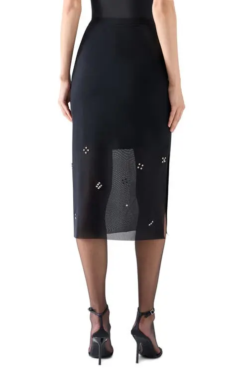 Akris Diamond Dice Mesh Pencil Skirt