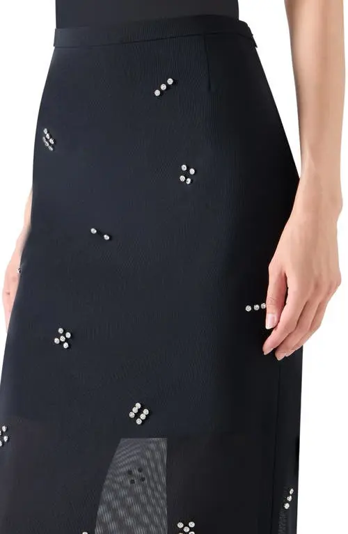 Akris Diamond Dice Mesh Pencil Skirt