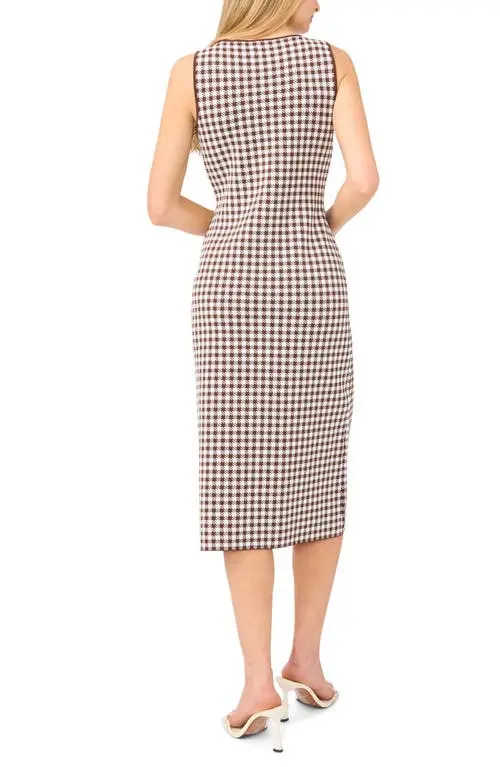 Halogen Sleeveless Boat Neck Houndstooth Midi Dress