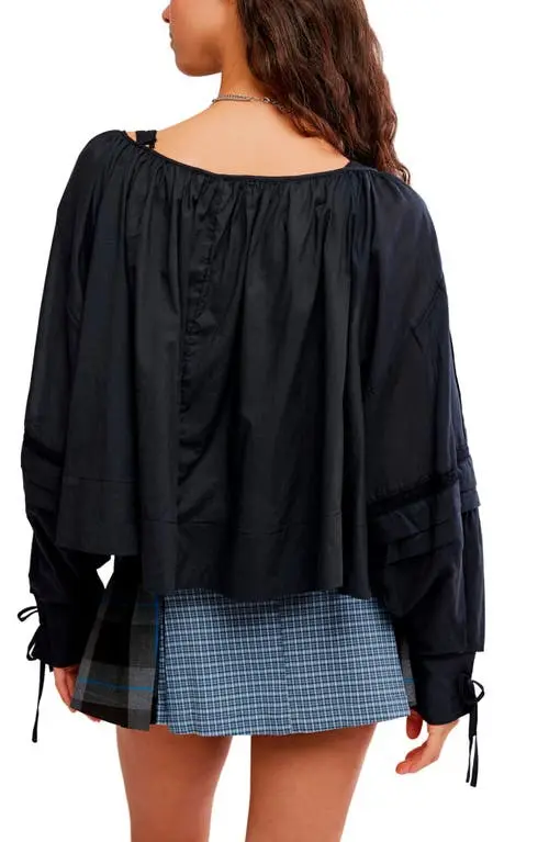 Free People La Lune Cotton Top - Black