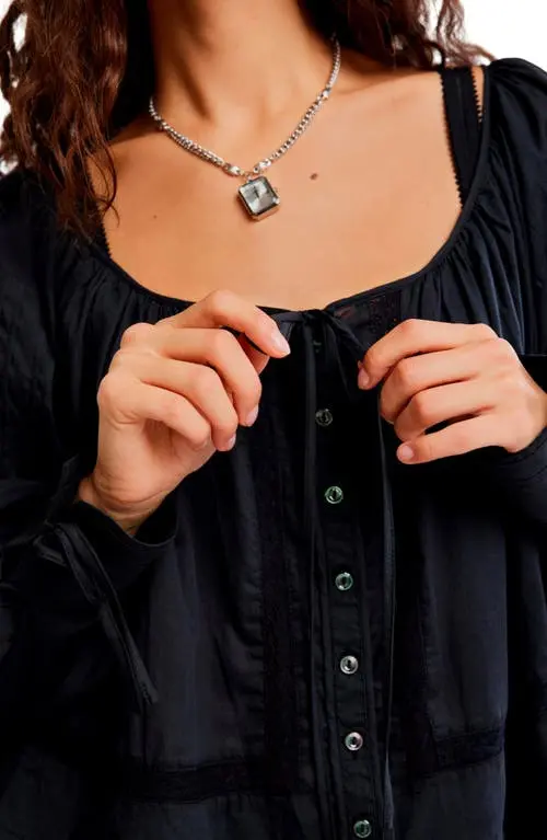 Free People La Lune Cotton Top - Black