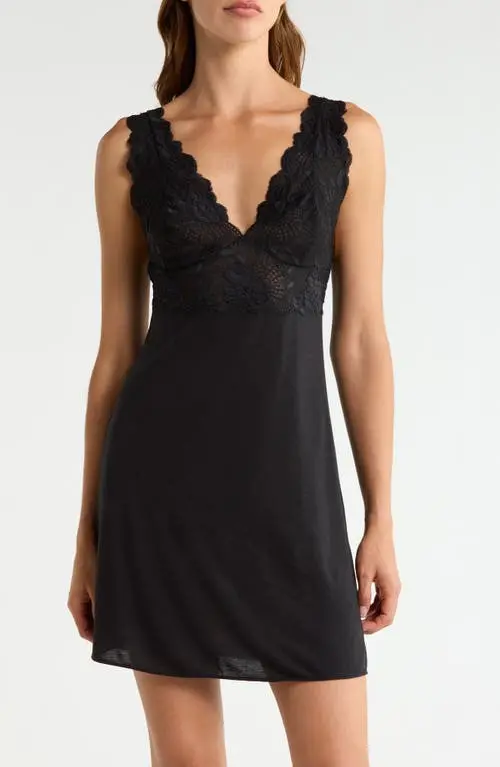 Natori Delight Lace Bodice Chemise - Black