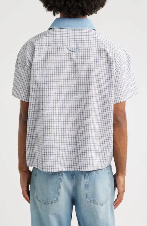 ELWOOD Contrast Collar Short Sleeve Button-up Shirt