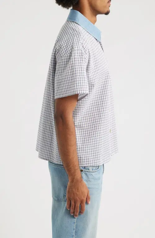 ELWOOD Contrast Collar Short Sleeve Button-up Shirt