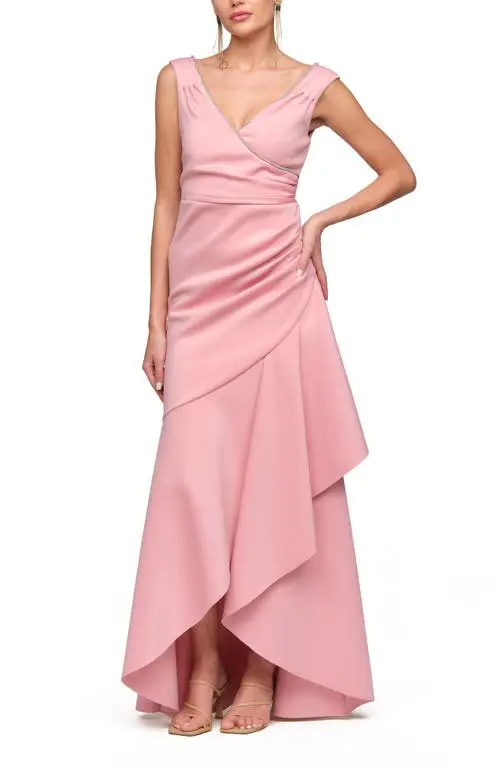 Js Collections Marla Diamante Trim High Low Gown