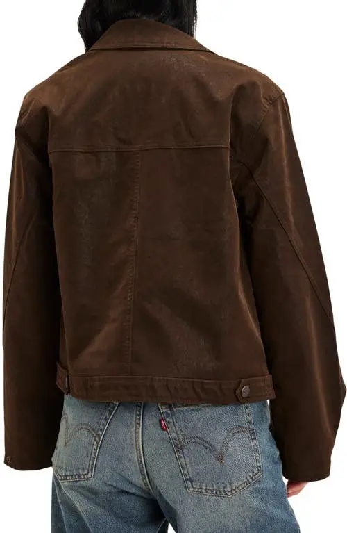 Free People We The Free Faux Suede Utility Jacket - Chocolate Torte
