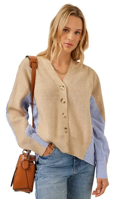 Fifteen Twenty Mixed Media V-neck Cardigan