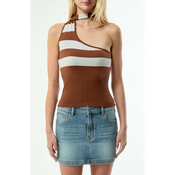 PACSUN Vanessa Scarf Knit Top - Brown