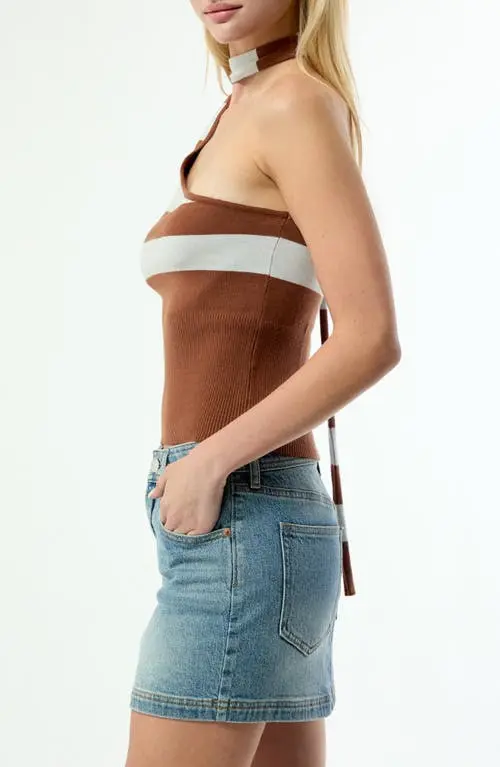 PACSUN Vanessa Scarf Knit Top - Brown