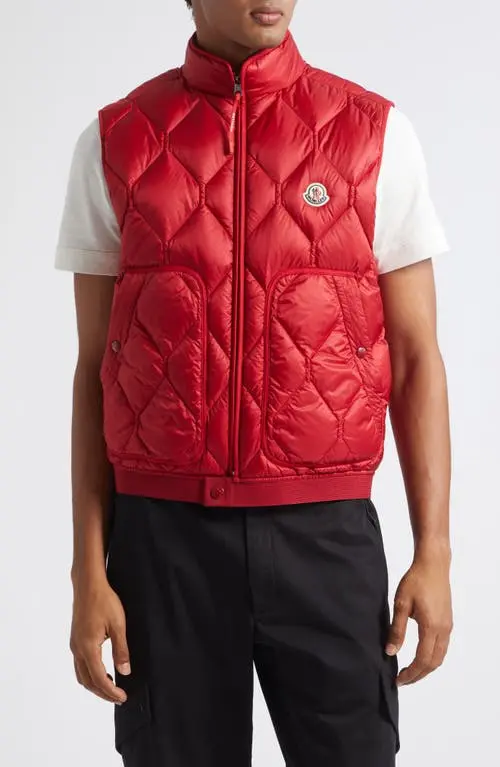 Moncler Erelia Diamond Quilted Down Vest - Deep Red