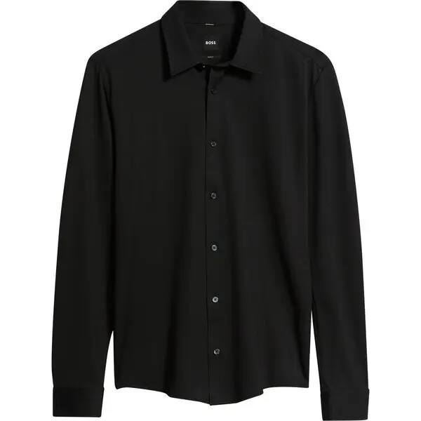 BOSS Roan Slim Fit Performance Button-up Shirt - Black
