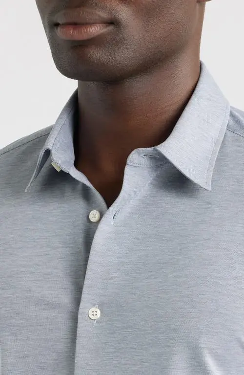 BOSS Roan Slim Fit Performance Button-up Shirt - Blue Grey